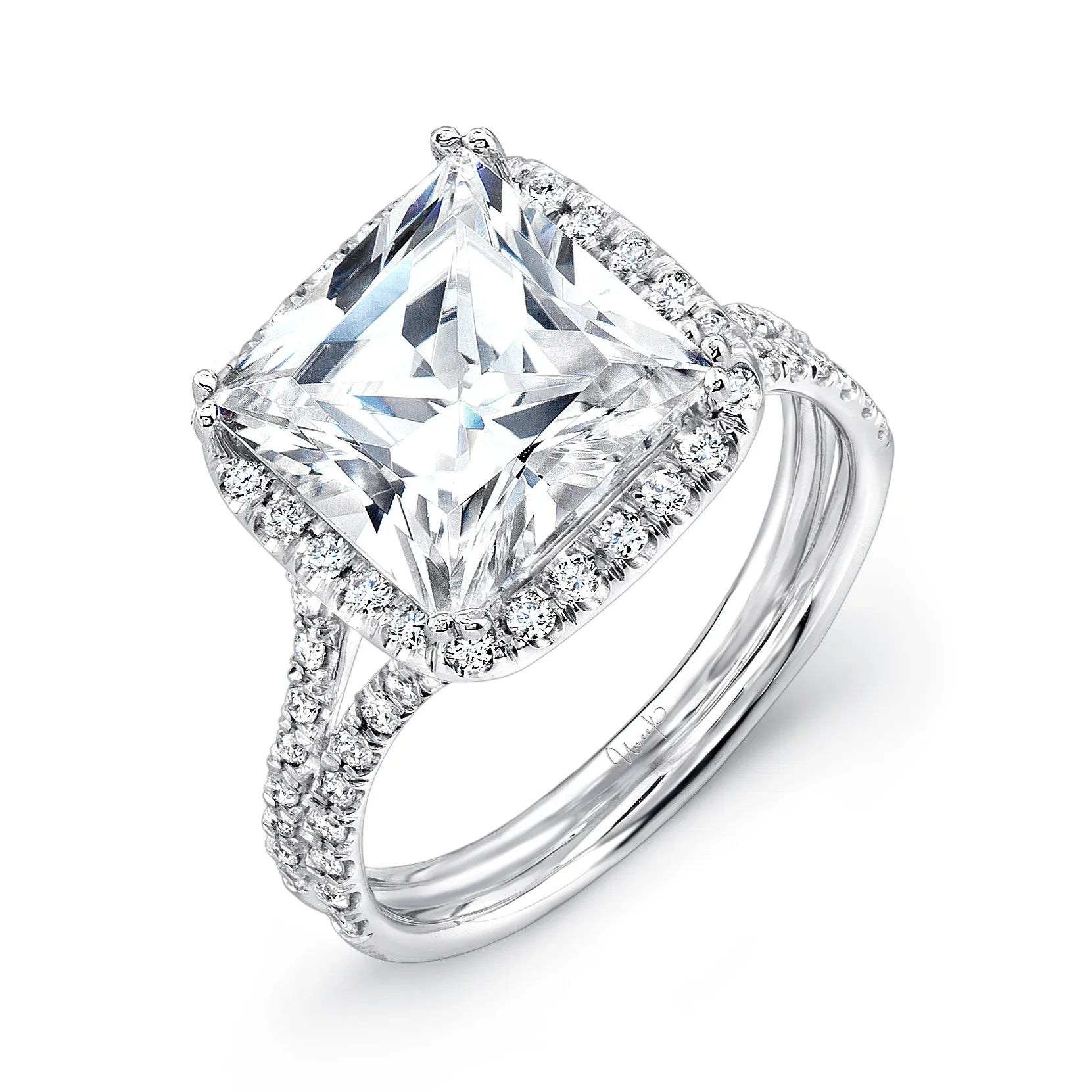 Uneek Silhouette Collection Halo Princess Cut Engagement Ring – Willis ...