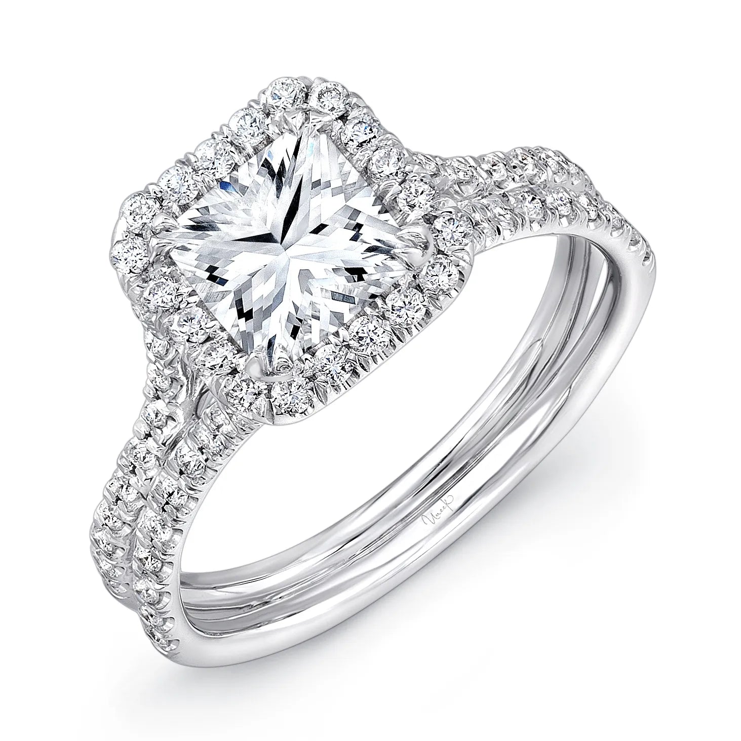 Uneek Silhouette Collection Halo Princess Cut Engagement Ring – Willis ...